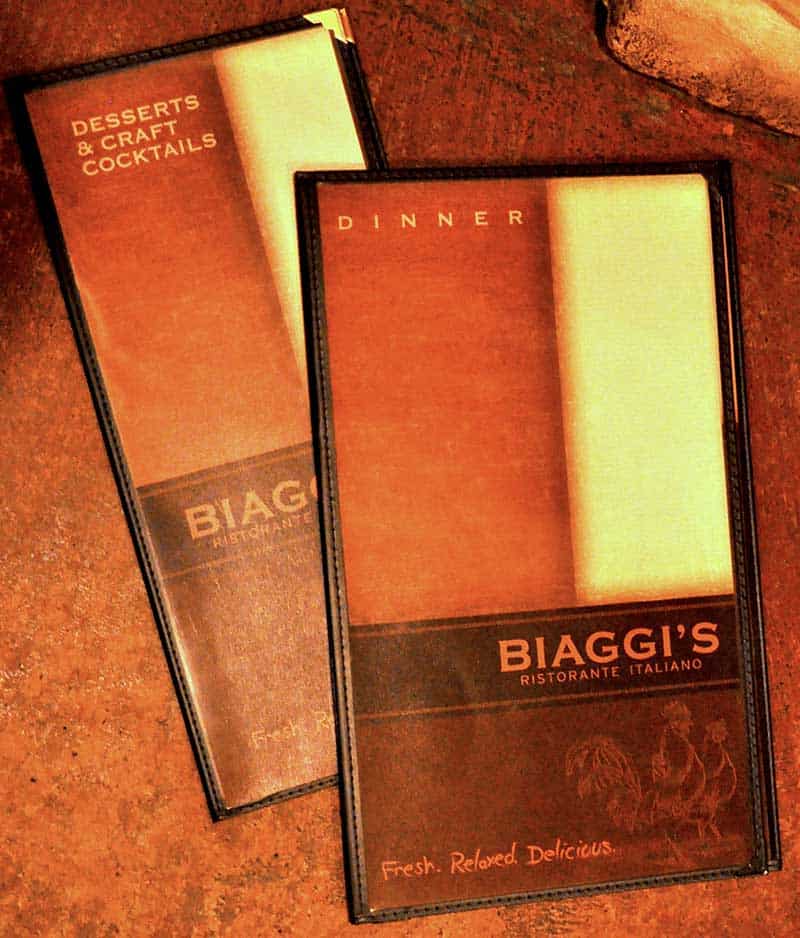 Biaggi's Restaurant Menu Design from HotOperator